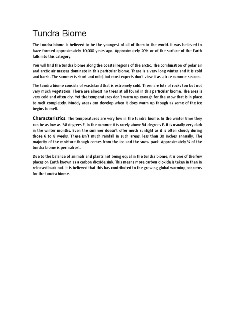 Tundra Biome: Characteristics | PDF | Coral Reef | Rain