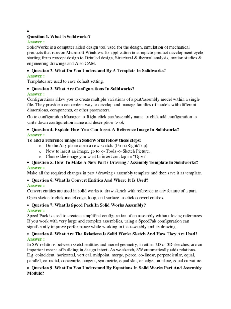 SolidWorks Interview Questions | PDF | Computing | Computing And Information Technology
