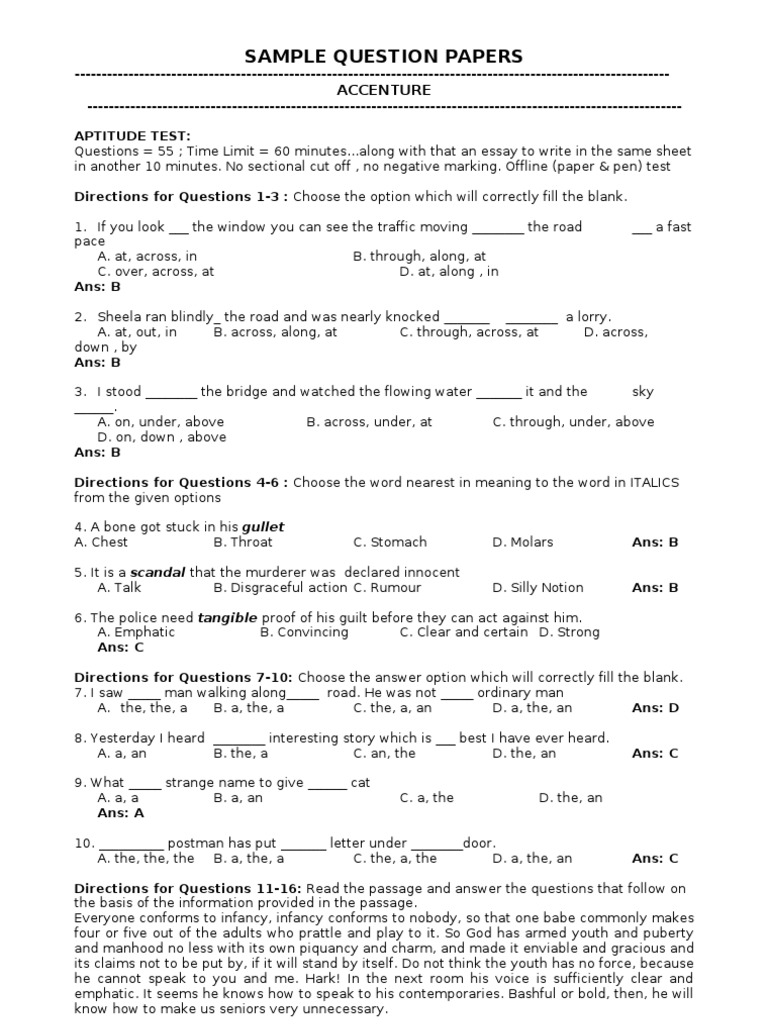 Sample Question Papers: Accenture | PDF | Atmosphere Of Earth | Water Vapor
