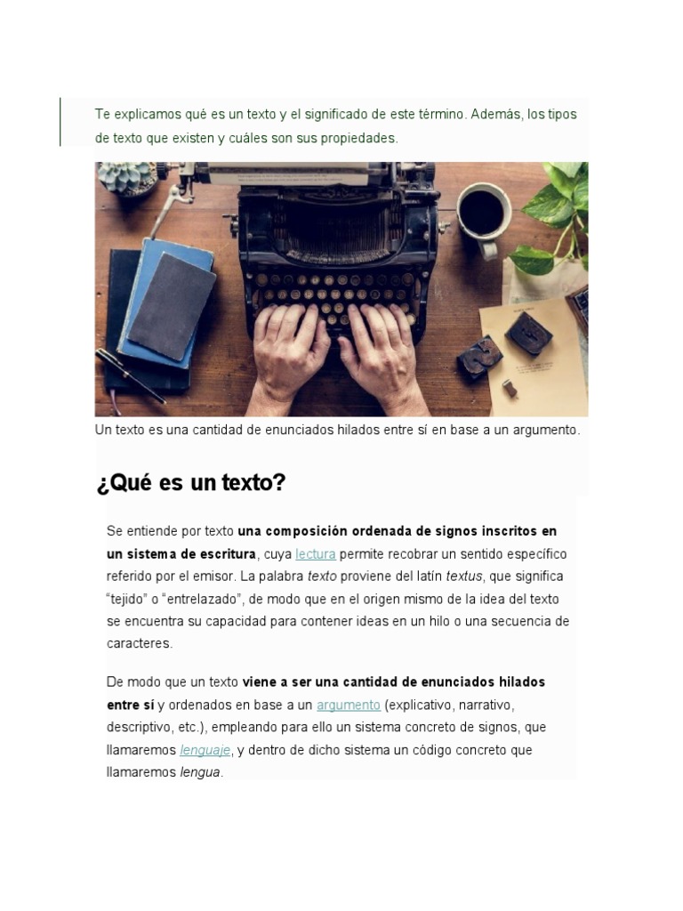 Te Explicamos Qué Es Un Texto y El Significado de Este Término | PDF ...