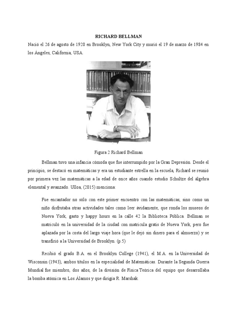 Richard Bellman | PDF | Programación dinámica | Dinámica (Mecánica)