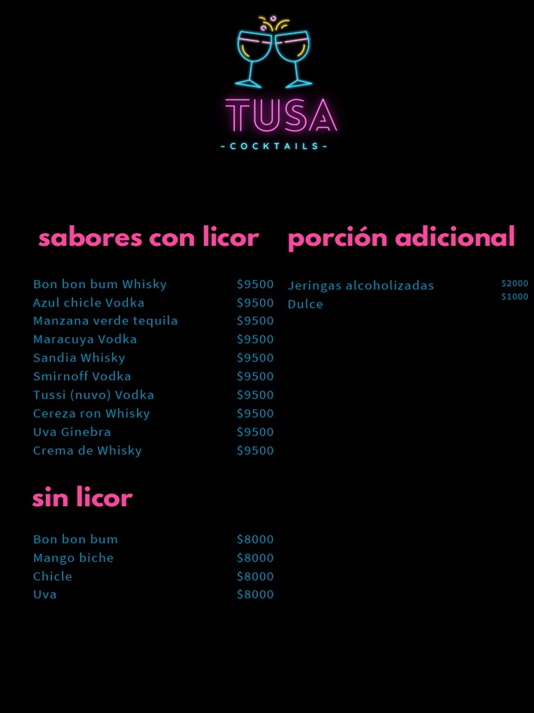 Cocteles Tusa | PDF | Cocina, comidas y vino | Bienestar