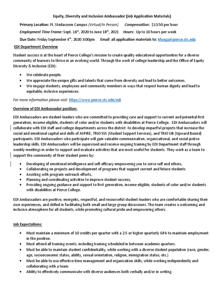 EDI Ambassador | PDF | Inclusion (Education) | Leadership
