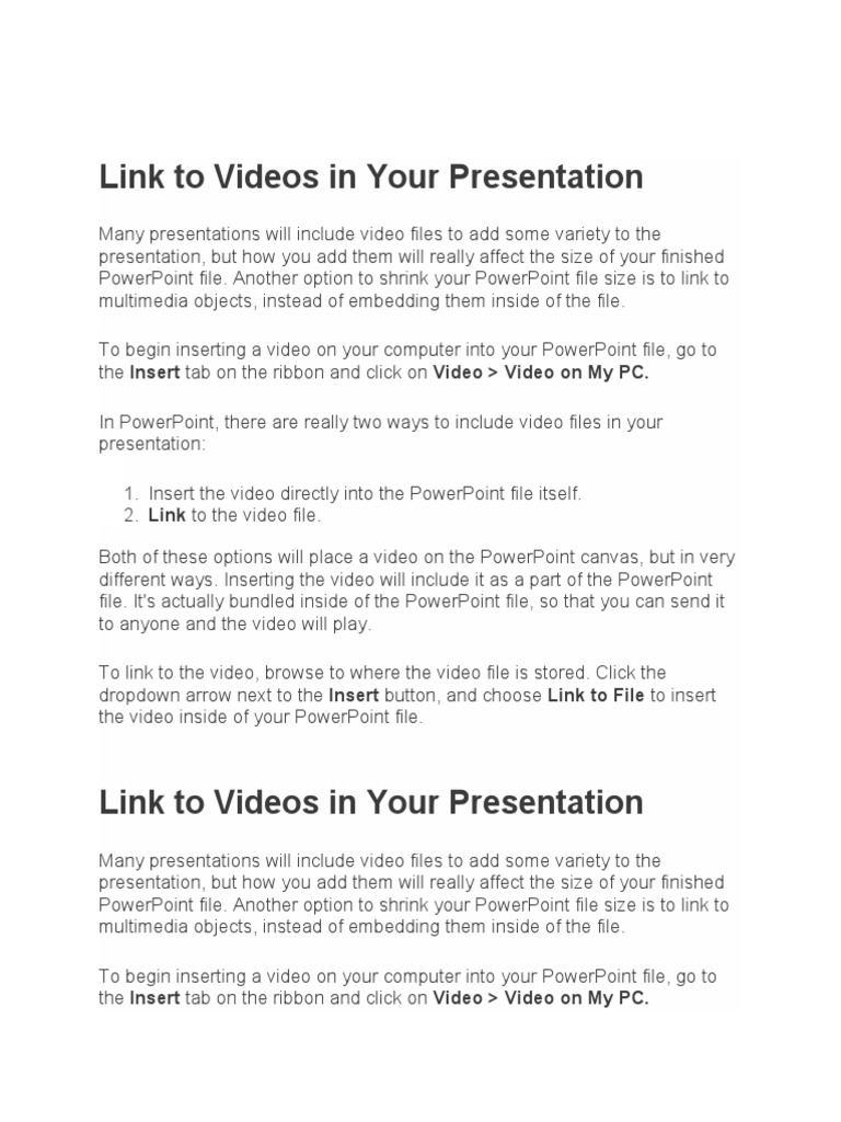 Link To Videos in Your Presentation | PDF | Microsoft Power Point ...