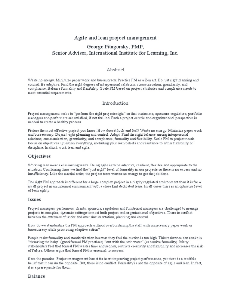 Agile and Lean Project Management | PDF | Agile Software Development ...