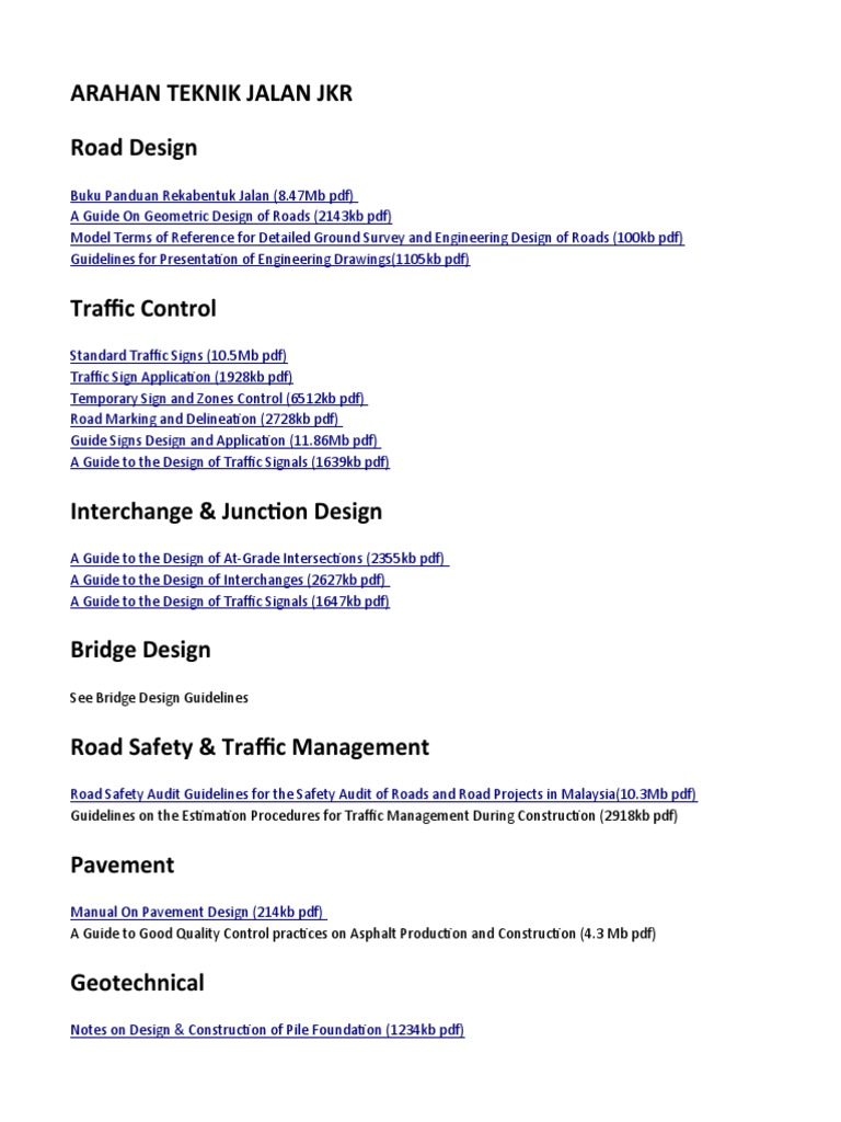 Arahan Teknik Jalan JKR | PDF | Road | Road Surface