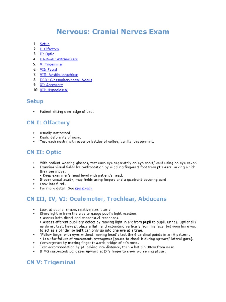 A Comprehensive Guide to the Cranial Nerve Examination: Testing Each of ...