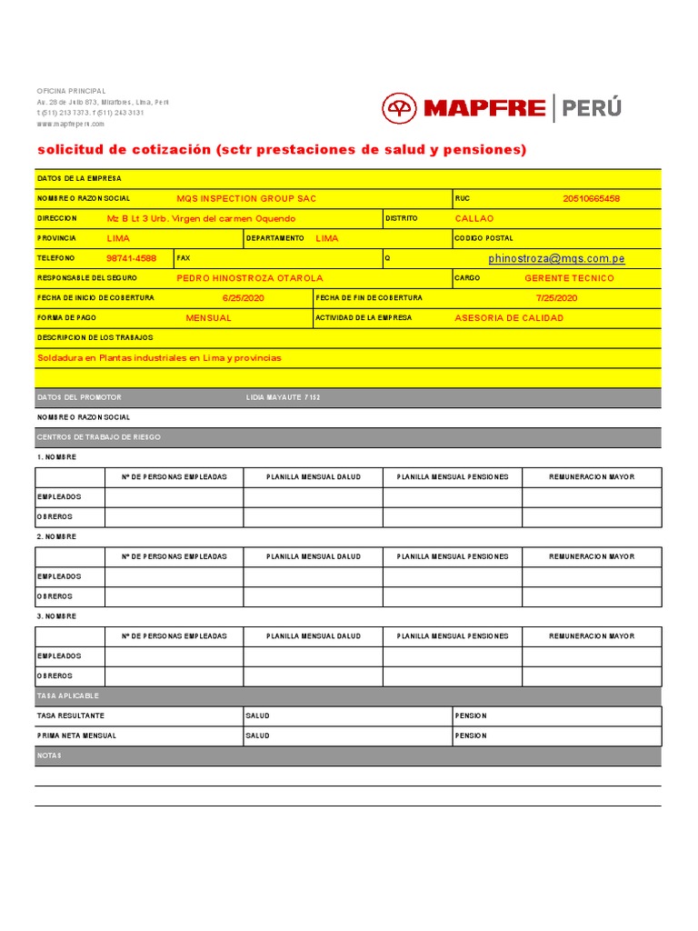 Solicitud SCTR Julio 2020 2 | PDF | Pensión | Labor