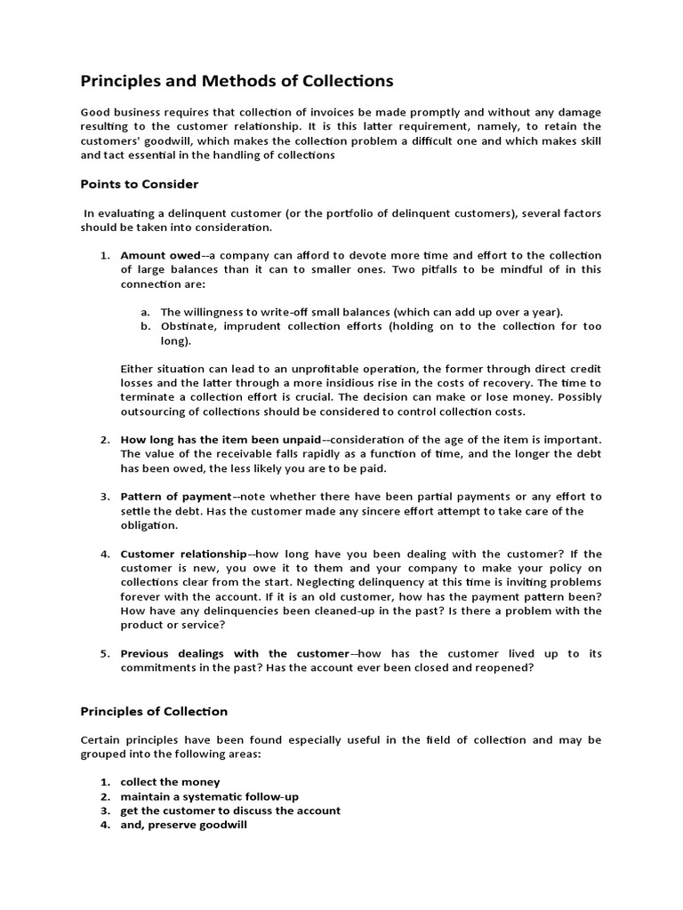 Principles and Methods of Collections | PDF | Cheque | United States ...