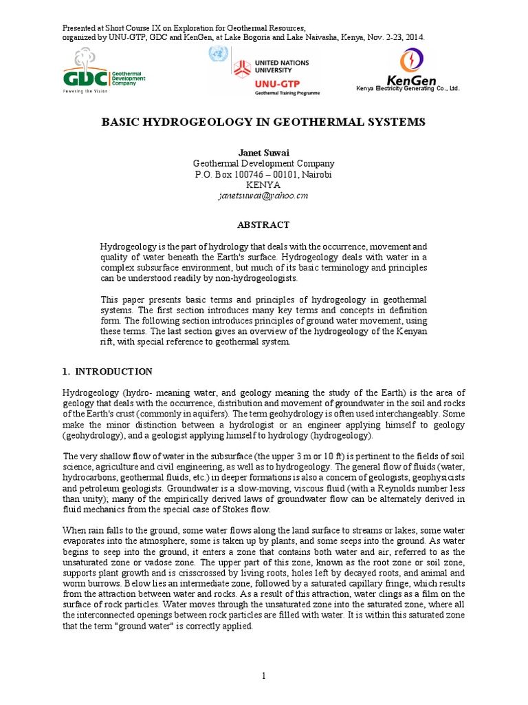Understanding the Basics: An Introduction to Key Hydrogeological ...