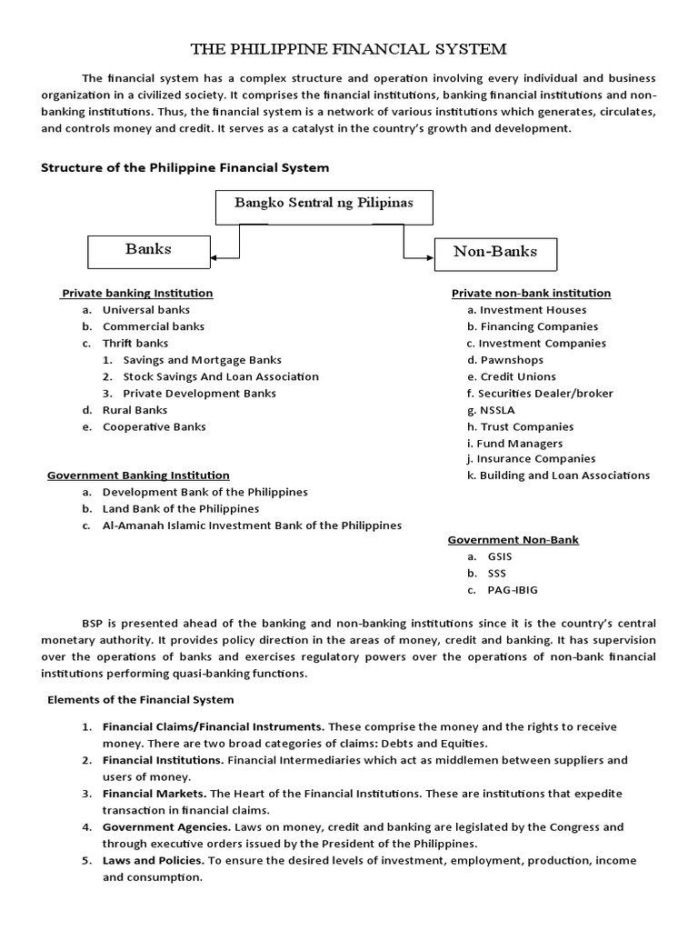 The Philippine Financial System-New | PDF | Monetary Policy | Money