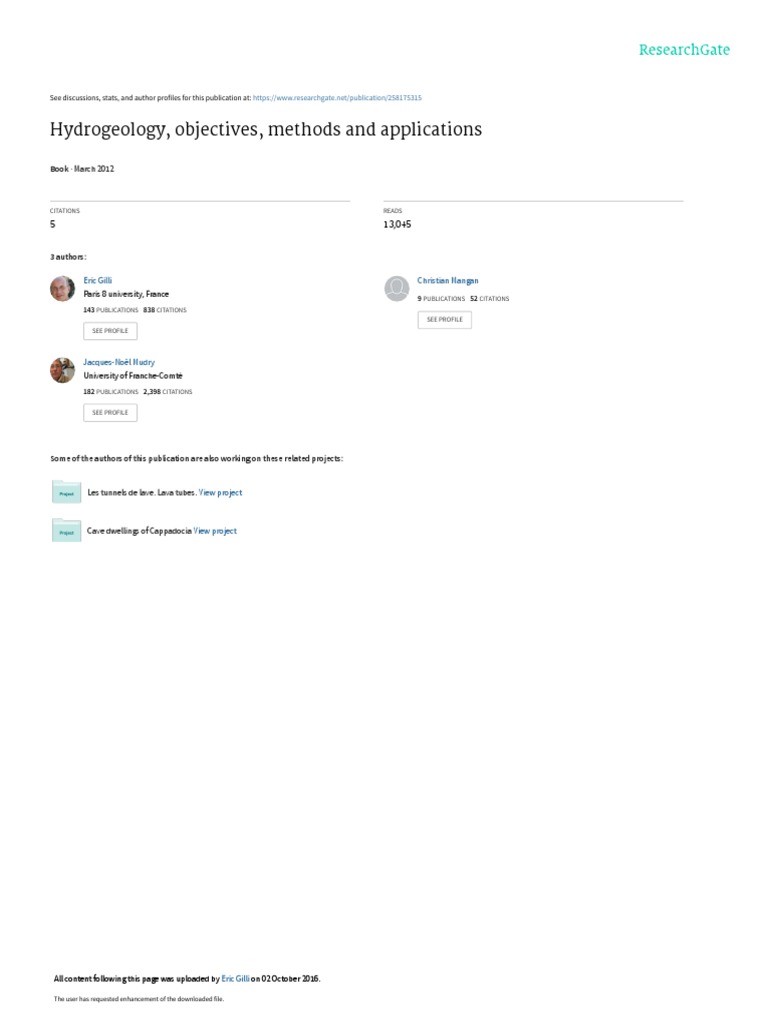 Hydrogeology, Objectives, Methods and Applications: March 2012 | PDF ...