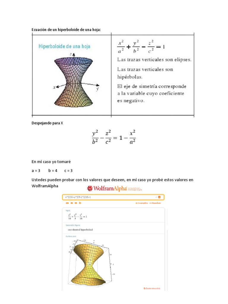 Ecuación de Un Hiperboloide de Una Hoja | PDF