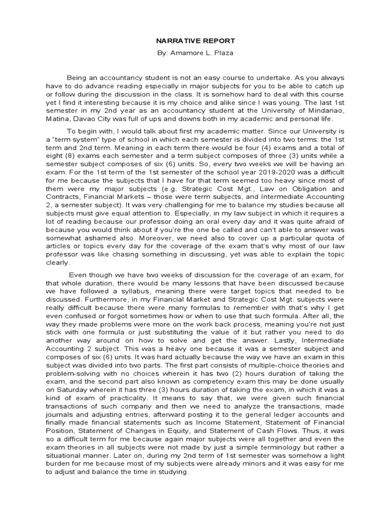 Final Narrative Report | PDF | Academic Term | Test (Assessment)