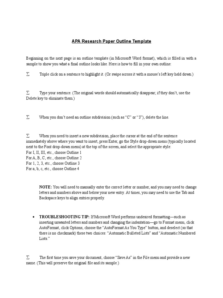 Apa Research Paper Outline Template | PDF | Noise | Pollution