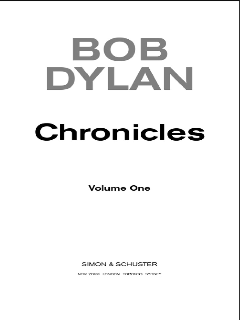 Bob Dylan Chronicles Vol 1 Book PDF | PDF