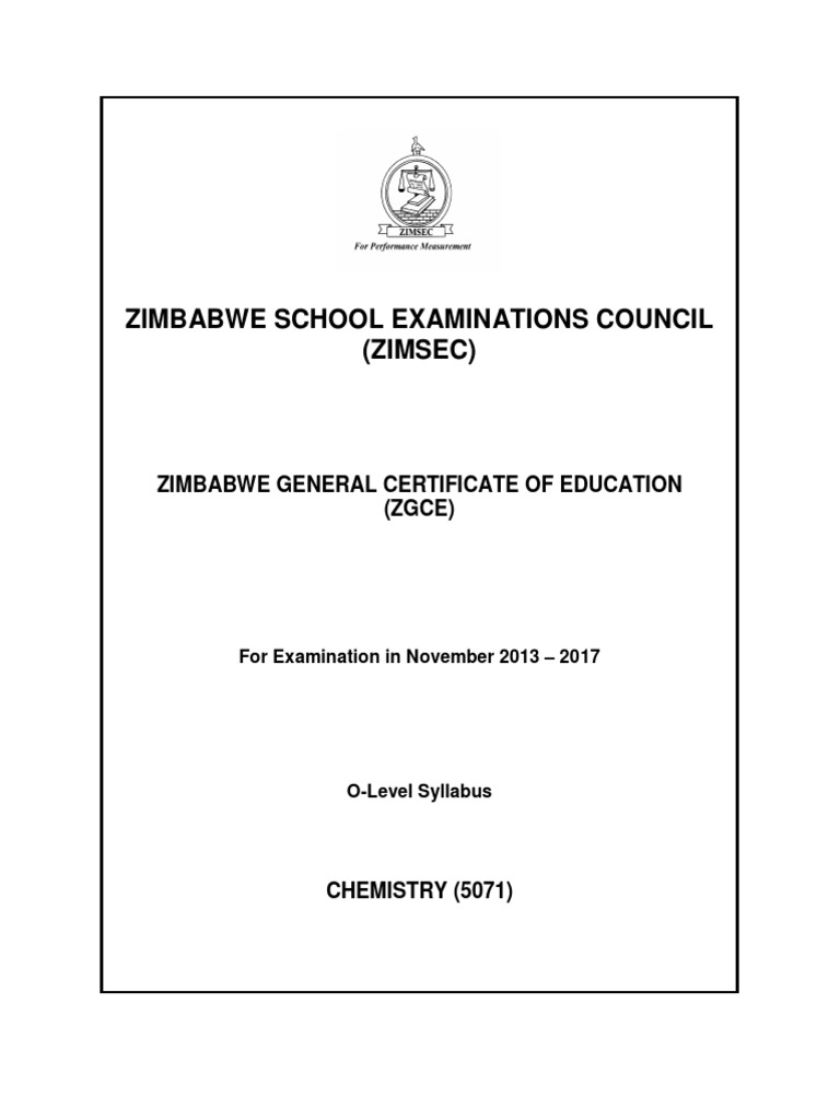 ZIMSEC O-Level Chemistry Syllabus 2013-2017 | PDF | Salt (Chemistry ...