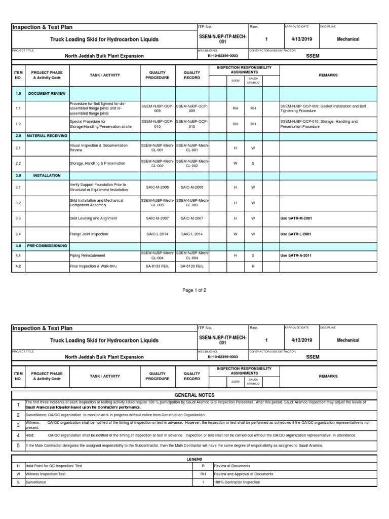 Truck Loading Skid Inspection Procedure | PDF | Pipe (Fluid Conveyance ...