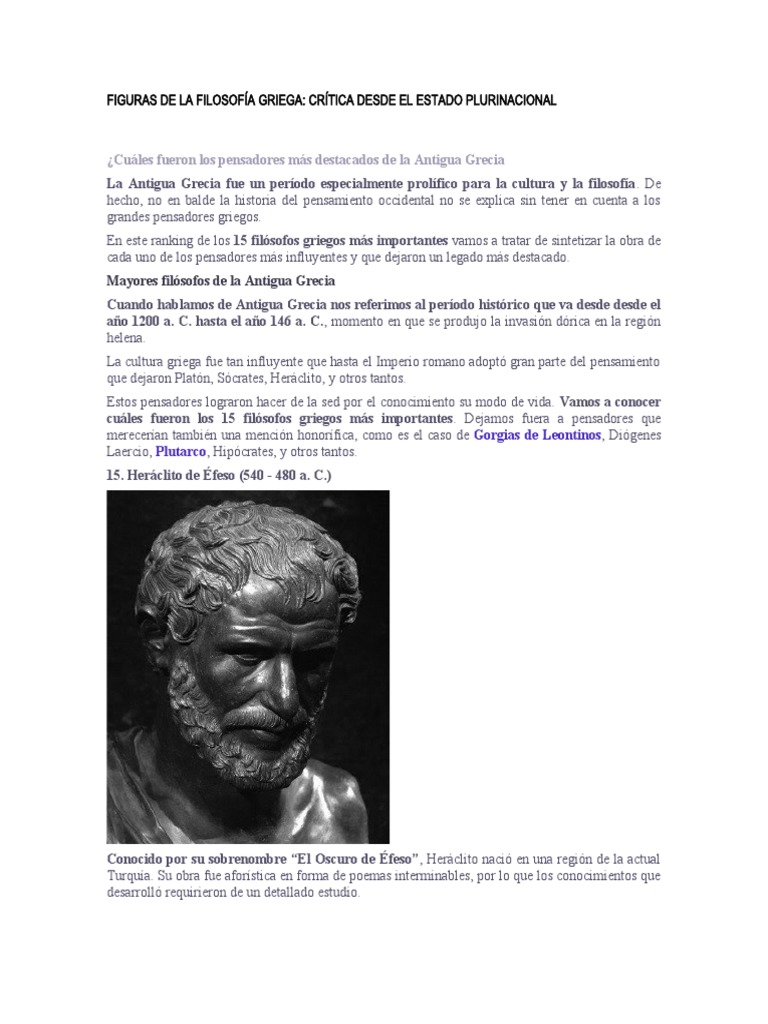 Figuras de La Filosofía Griega | PDF | Filosofía griega antigua | Platón