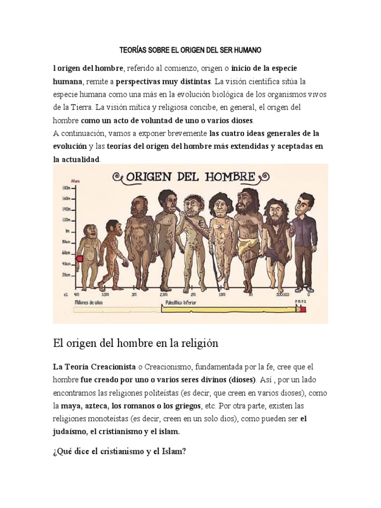 Teorías Sobre El Origen Del Ser Humano | PDF | Evolución | Especies
