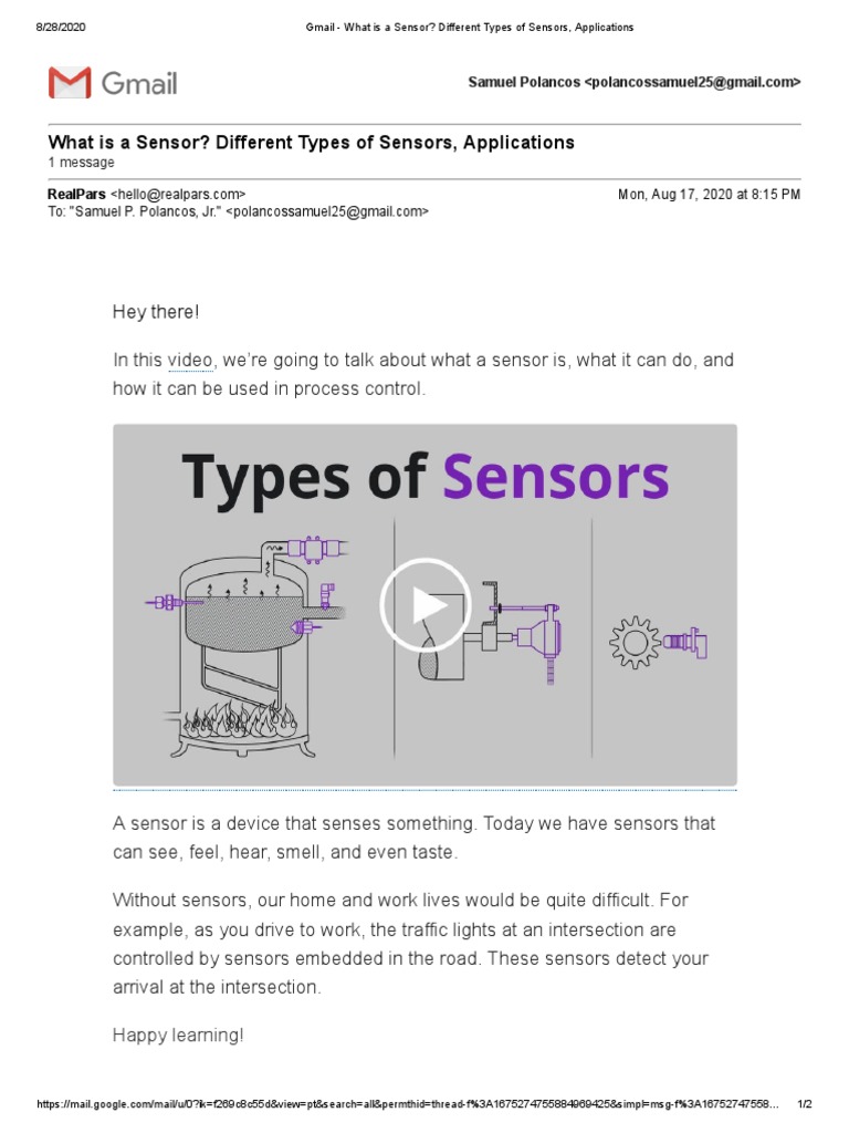 Types and Applications of Sensors | PDF | Business | Computers