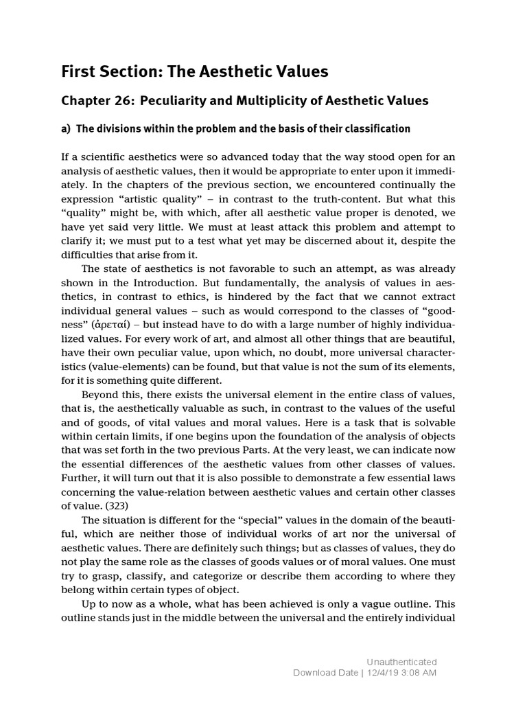 (9783110276015 - Aesthetics) First Section The Aesthetic Values | PDF ...