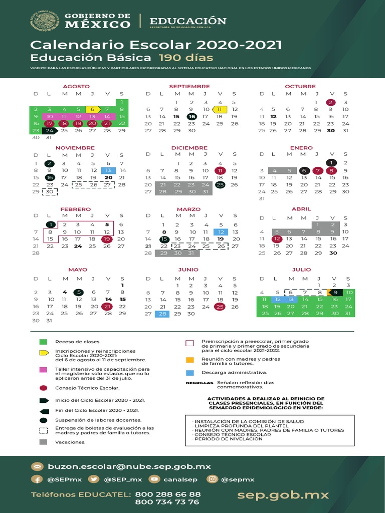 Calendario Escolar BASICA 2020-2021 | PDF | Escuelas | Educación avanzada