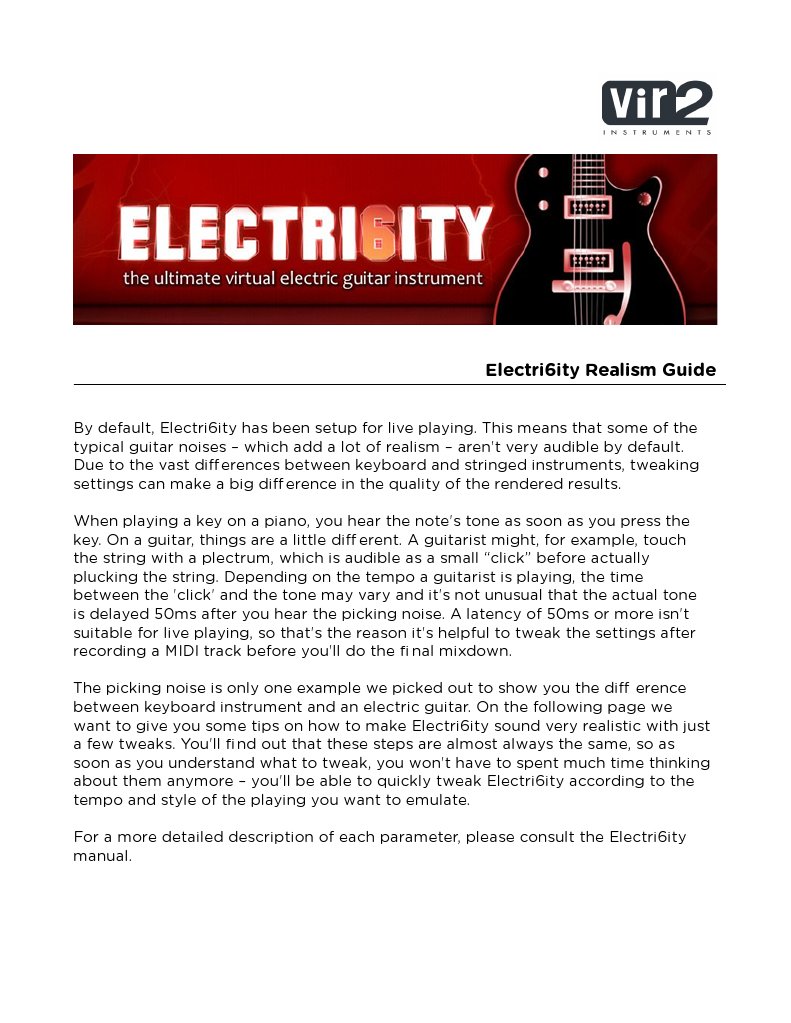 Electri6ity Guitar Realism Tips | PDF | Guitars | String Instruments