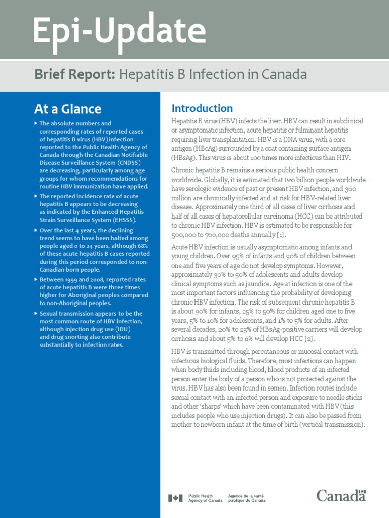 Brief Report: Hepatitis B Infection in Canada: at A Glance | PDF ...