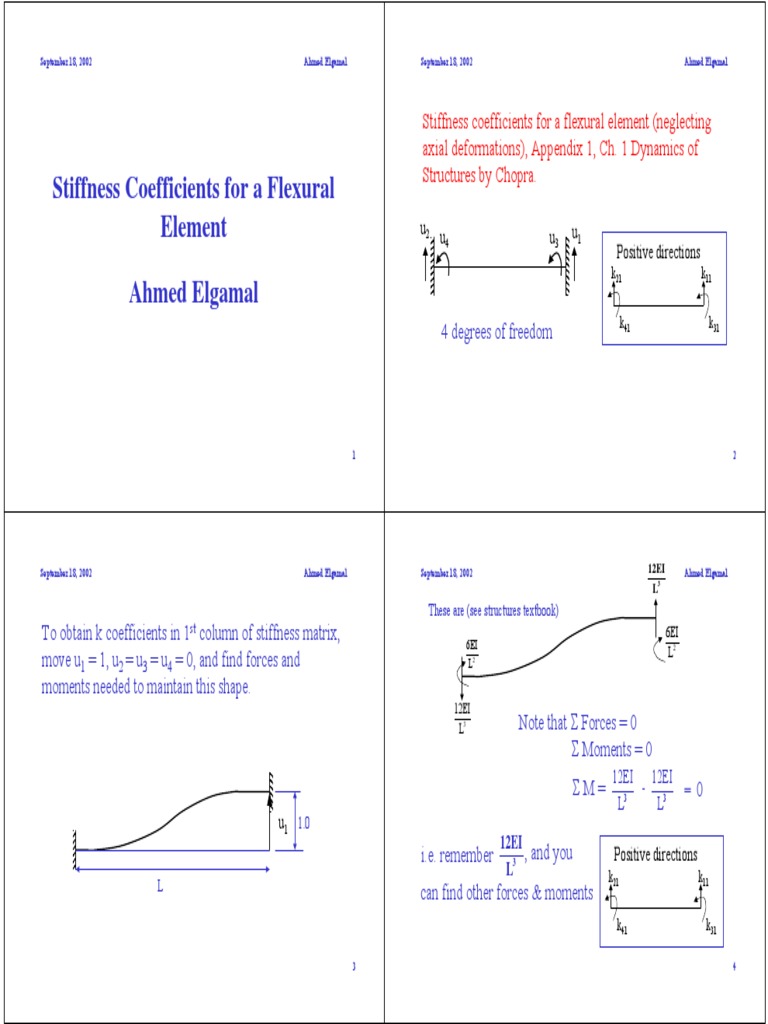 Stiffness Coefficients For A Flexural Element Ahmed Elgamal | PDF ...