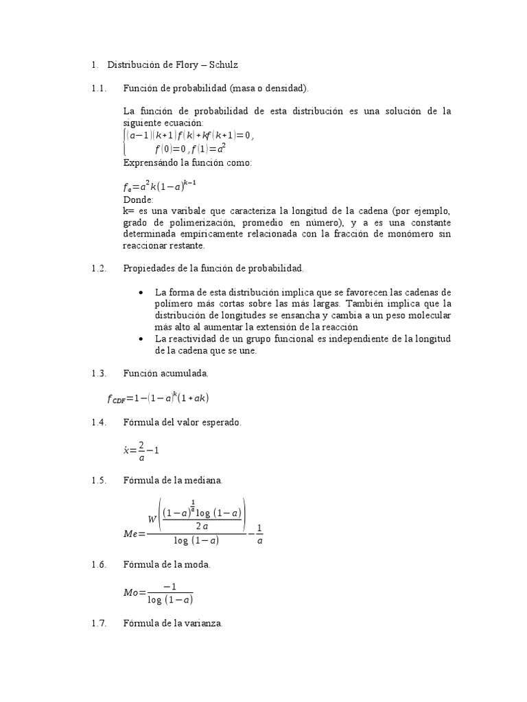Distribución de Flory-Schulz | PDF | Química | Ciencias fisicas