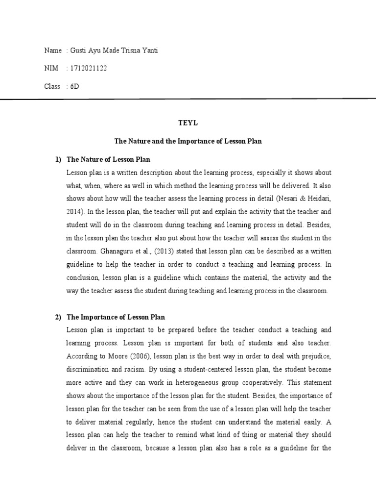 Importance of Lesson Plans in Teaching | PDF | Lesson Plan | Teachers