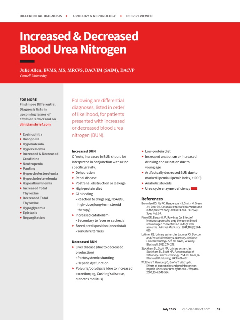 Increased & Decreased Blood Urea Nitrogen | PDF | Medical Specialties ...
