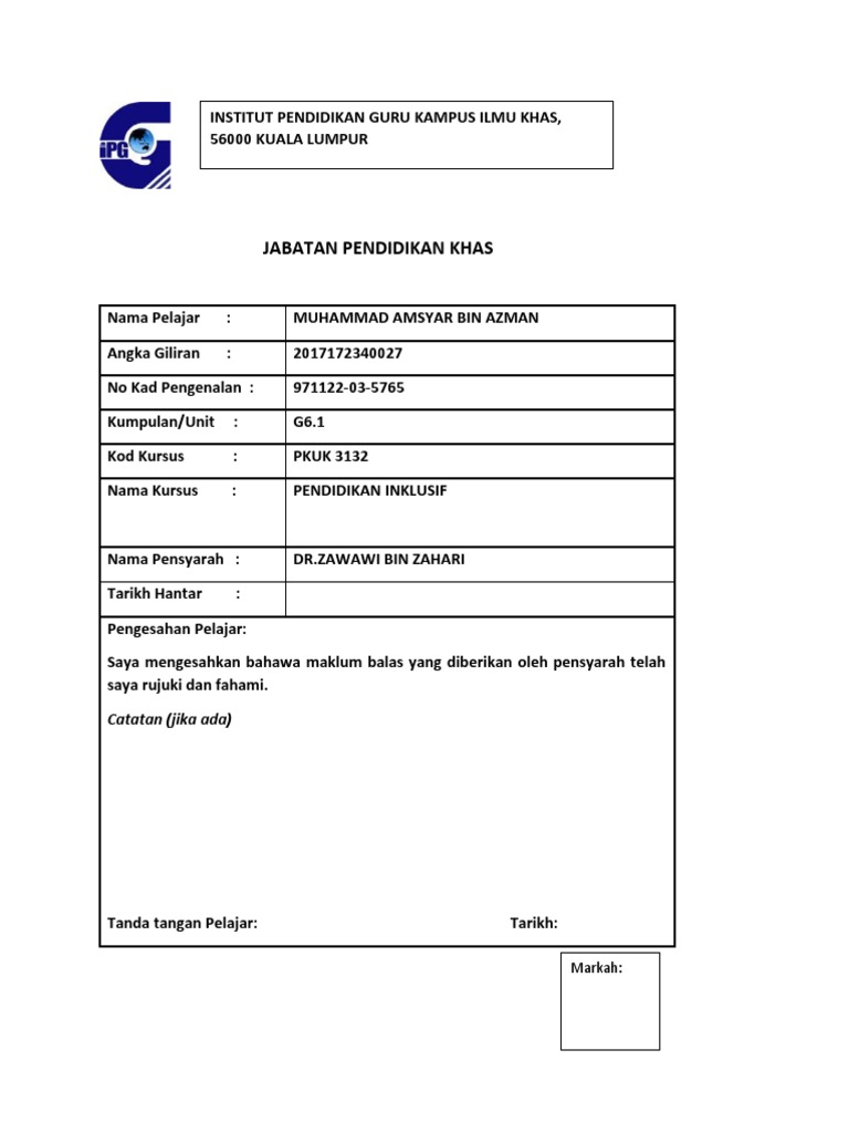 Muhammad Amsyar Bin Azman - Rpi | PDF | Seni & Disiplin Bahasa