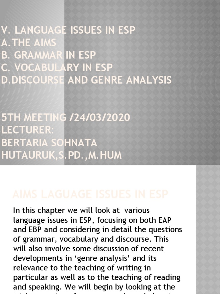 Language Issues in ESP: Grammar & Vocabulary | PDF | Vocabulary ...