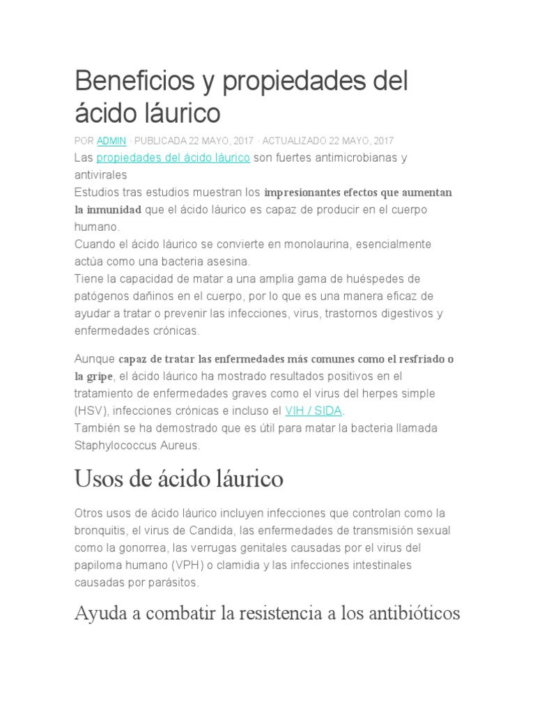 Beneficios del ácido láurico en salud | PDF | Infección | Lípido