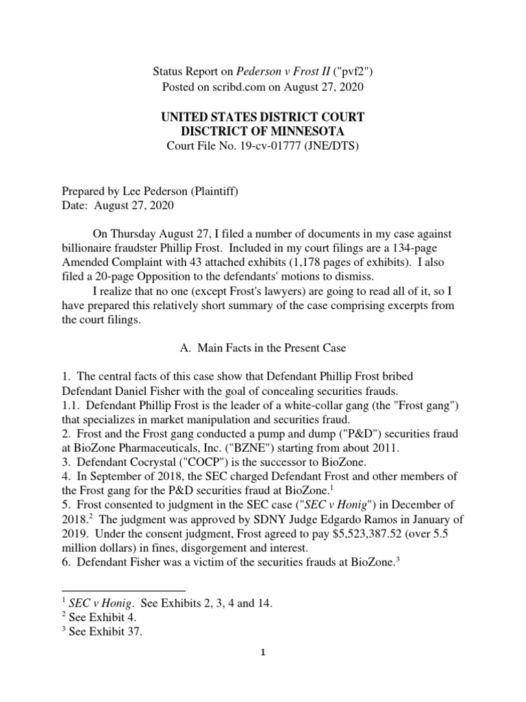 Status Report On Pvf2 For ScribD | PDF | Securities Fraud | Fraud