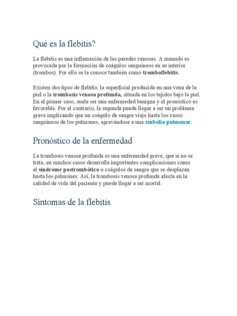 Qué Es La Flebitis | PDF