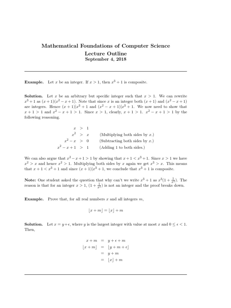 Mathematical Foundations of Computer Science Lecture Outline | PDF ...