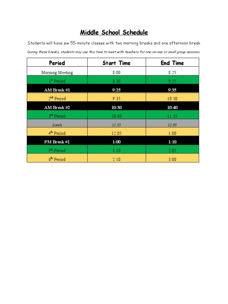 Centerville Junior High Schedule 2024-2025 | PDF