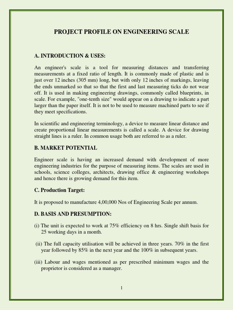 Project Profile On Engineering Scale: A. Introduction & Uses | PDF ...