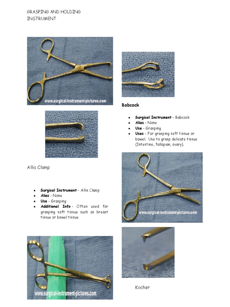 Surgical Grasping Instruments Overview | PDF | Surgery | Medical Equipment