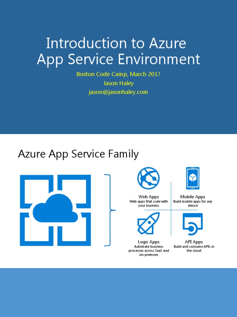 Introduction To Azure App Service Environment: Boston Code Camp, March ...