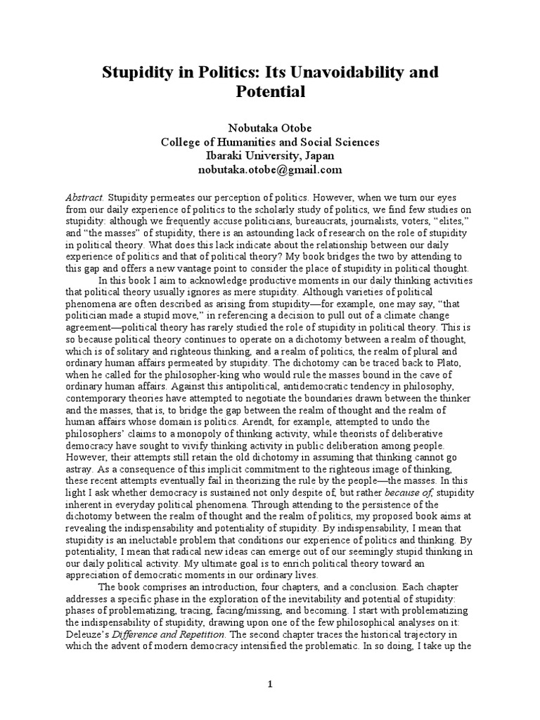 Stupidity in Politics: Its Unavoidability and Potential | PDF | Hannah ...
