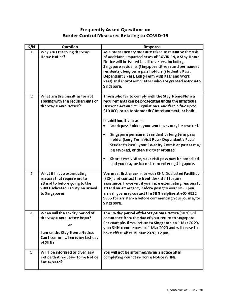Frequently Asked Questions On Border Control Measures Relating To COVID ...