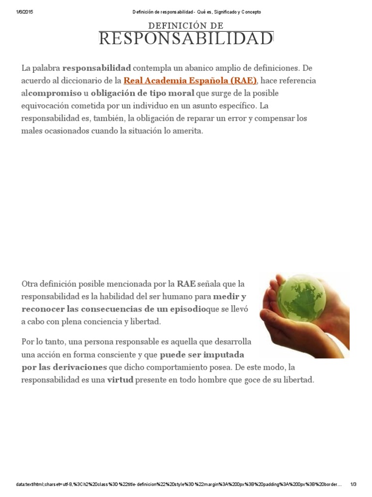 Definición de Responsabilidad - Qué Es, Significado y Concepto | PDF ...