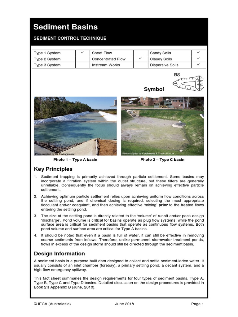 Sediment Basin Design Fact Sheet | PDF | Drainage Basin | Surface Runoff