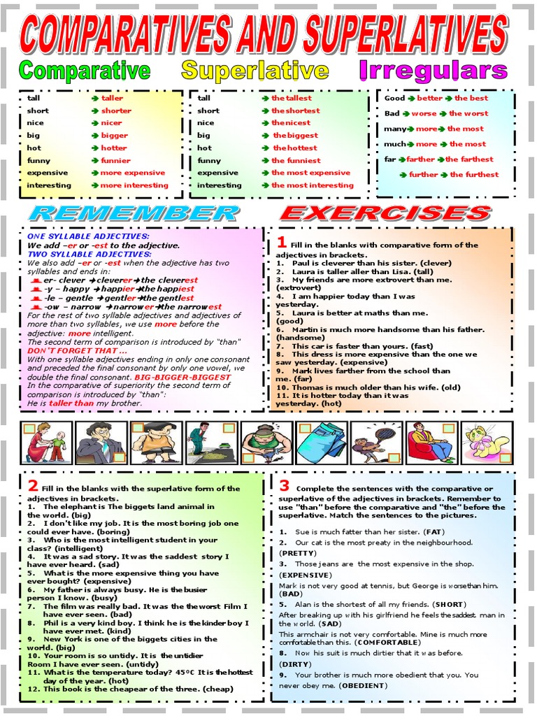 Adjective Comparison Exercises | PDF | Linguistic Morphology | Language ...