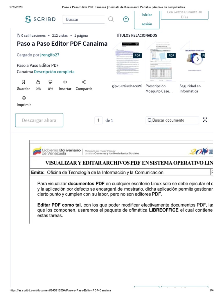 Paso A Paso Editor PDF Canaima - Formato de Documento Portable - Archivo de Computadora | PDF ...