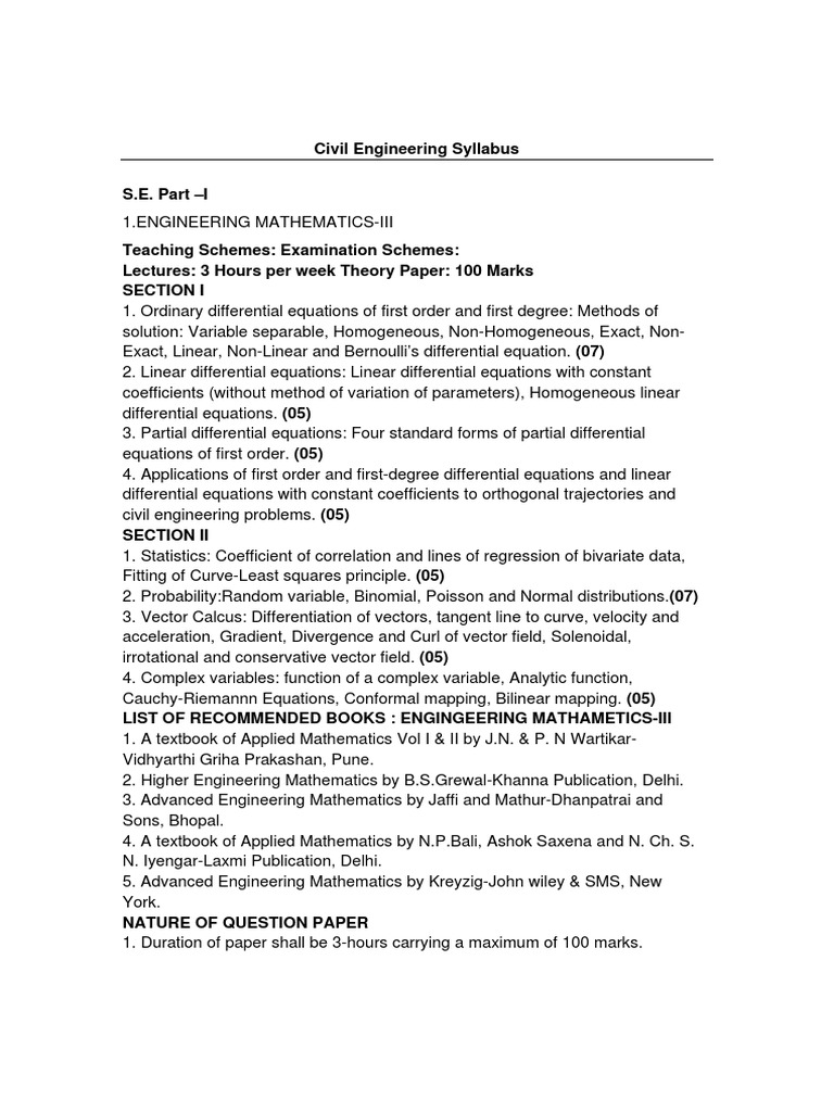 Civil Engineering Syllabus | PDF | Masonry | Concrete